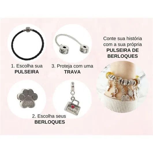 PULSEIRA RÉPLICA PANDORA EM COURO - AÇO INOX - AZUL ESCURO - BIJUTOTAL ...
