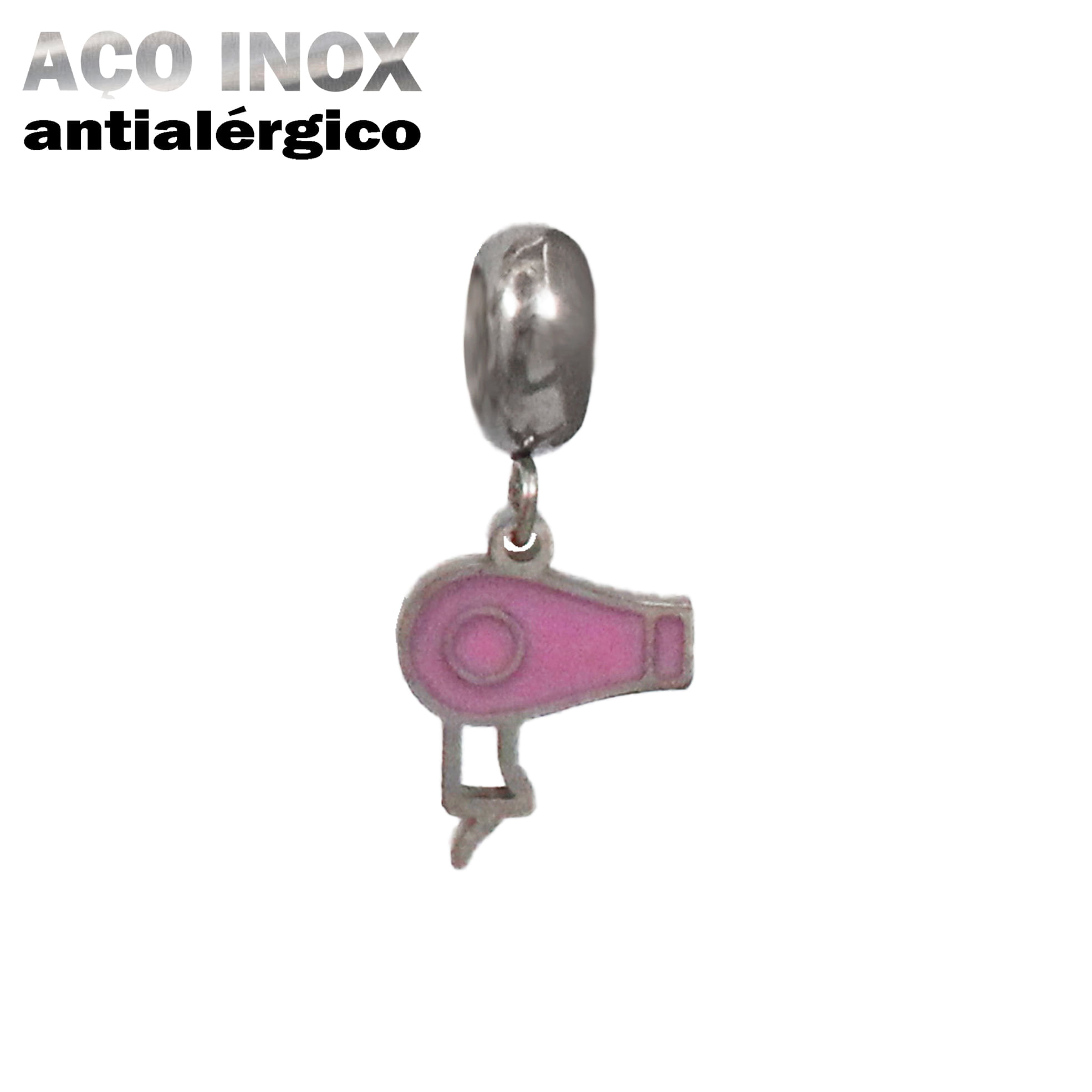 BERLOQUE EM AÇO INOX SECADOR DE CABELO ROSA- BIJUTOTAL - BIJUTERIAS NO ...