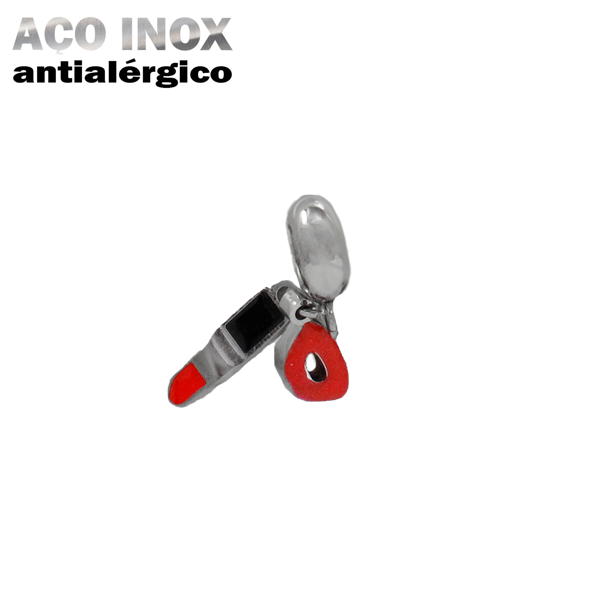 BERLOQUES EM AÇO INOX BOCA E BATOM- BIJUTOTAL - BERLOQUES NO ATACADO