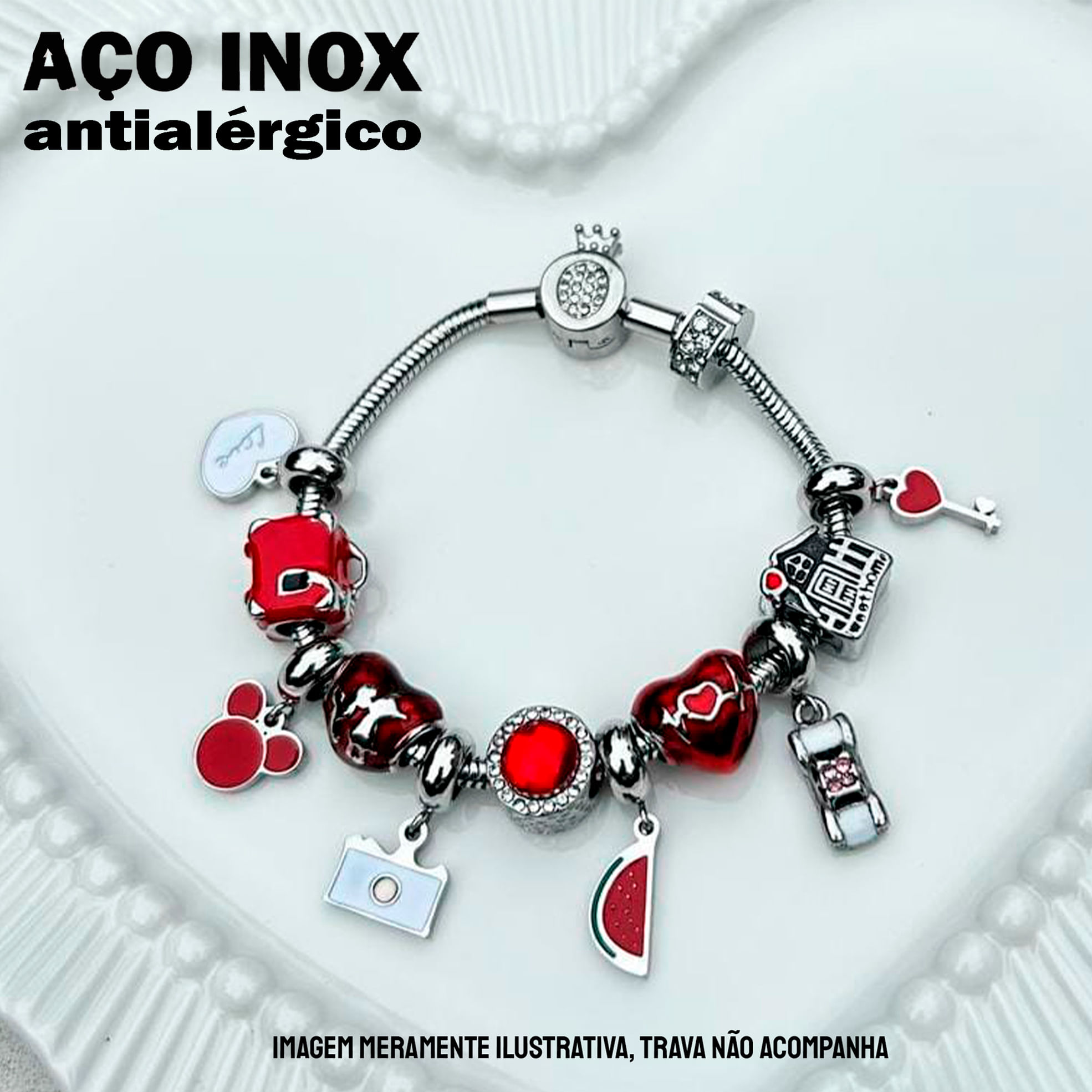 PANDORA INSPIRAÇÃO LANÇAMENTO INSTA VERMELHO - PULSEIRA COMPLETA COM ...